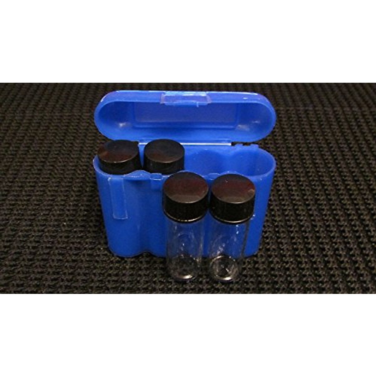 APGOLF 4 New 1 oz Gold Mining Glass Vials and Vial Case Holder Blue