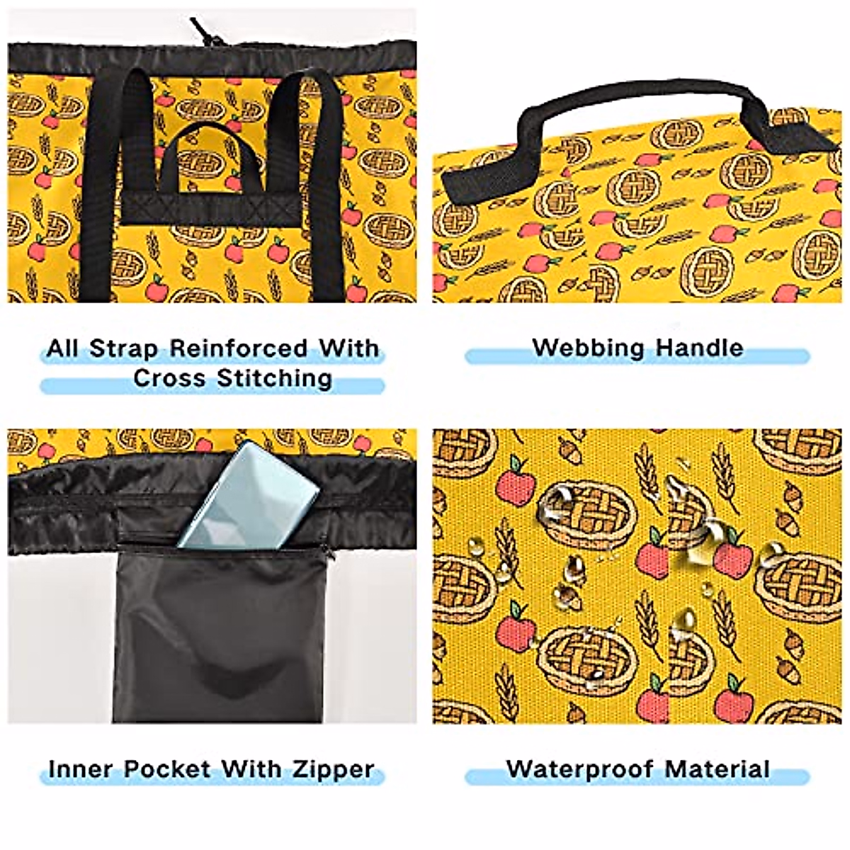 Thanksgiving Foods Laundry Bag Heavy Duty Laundry Backpack with Shoulder Straps Handles Travel Laundry bag Drawstring Closure Dirty Clothes Organizer For College Dorm, Apartment, Camp Travel