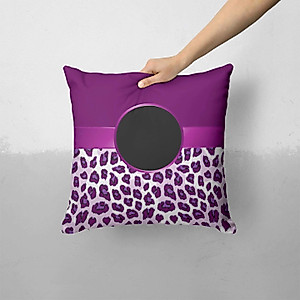 iiRov Purple Leopard Monogram - Custom Decorative Home Decor Indoor or Outdoor Throw Pillow Cover Plus Cushion Set for Sofa, Bed or Couch (Pillow CASE Cover Plus Cushion)