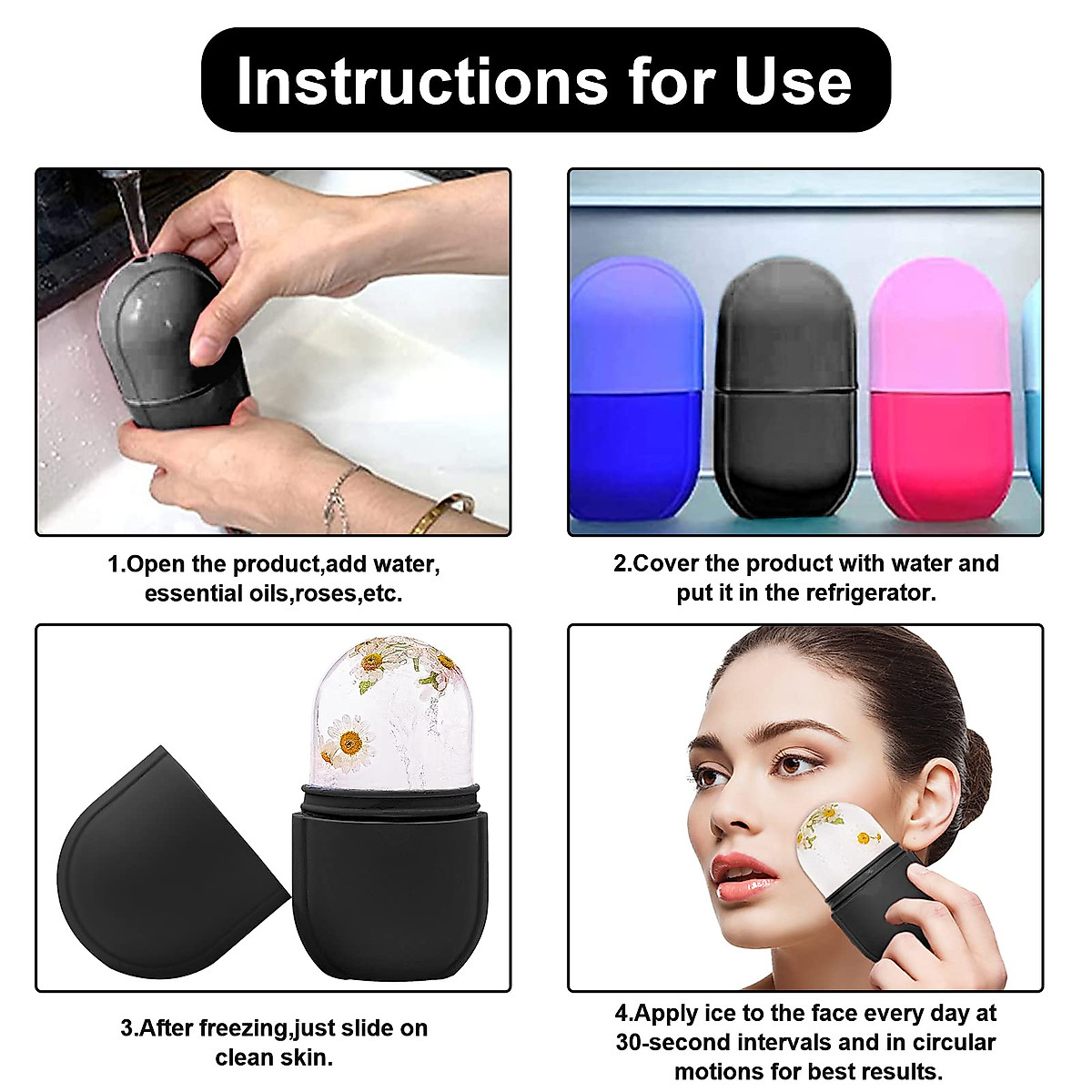 Ice Roller for Face and Eye, Silicone Ice Mold Face Massage, Facial Beauty Ice Roller Skin Care Tools, Face Ice Roller Skin Care Kit,Remove Fine Lines,Shrink Pores