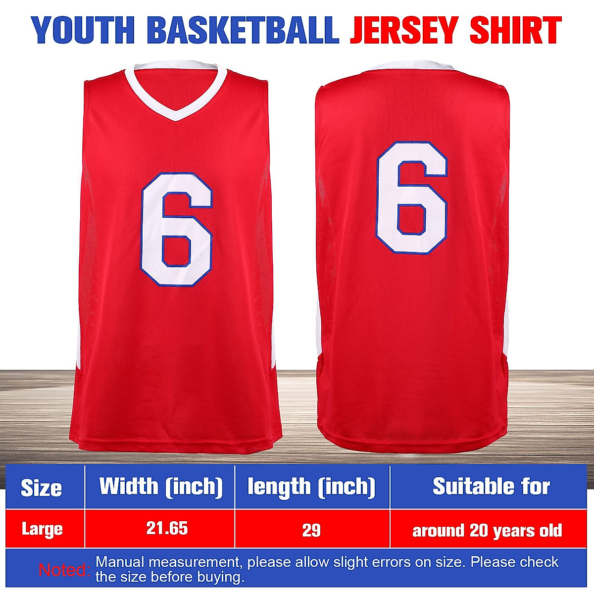 Hicarer 12 Pack Number Printing Basketball Jerseys Men Mesh Basketball Uniforms for Team Sports Scrimmage (Red)