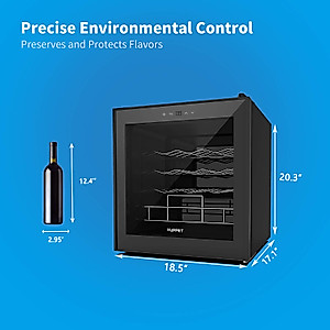 KUPPET 19 Bottles Wine Cooler/Fridge Beverage Refrigerator Small Mini Red & White Wine Cellar Beer Soda.Digital Temperature Display, Double-layer Glass Door, Quiet Operation Compressor