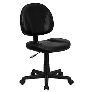 Flash Furniture Ronald Mid-Back Black LeatherSoft Swivel Ergonomic Task Office Chair with Back Depth Adjustment