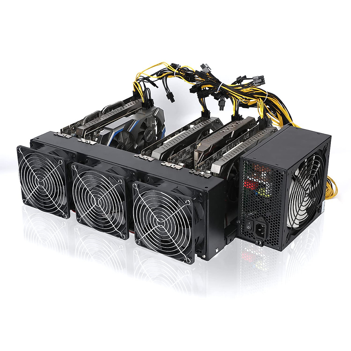 PXY-ELEC Complete Mining rig System. X79 Mining Motherboard has 5 PCI-E 3.0 Card Slots to Support 3060 GPU Full Speed. Pre-Installed Intel 2609 v2 CPU, 128 GB SSD, 8GB RAM, 1800W PSU (NO GPU)
