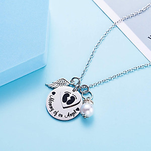 LParkin Miscarriage Gifts For Mothers Memorial Necklace For Mommy of an Angel Sympathy Wing Gift