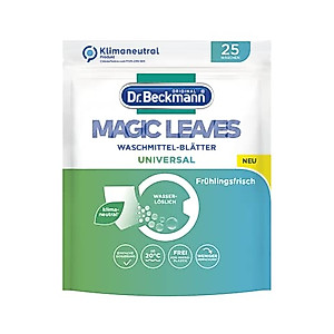 Dr. Beckmann Magic Leaves Universal Detergent Sheets, Pre-Dosed and Water-Soluble Wash Sheets, Space-Saving and Easy to Use