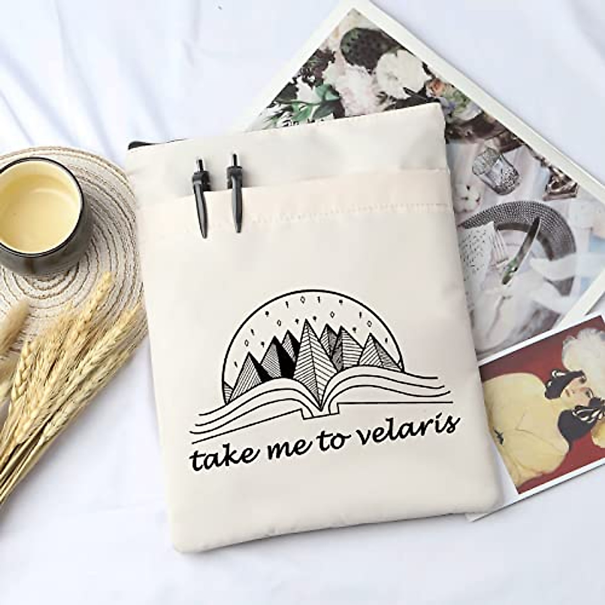G2TUP Sarah J Maas Gift Take Me to Velaris Book Sleeve Acotar Velaris Book Covers Sarah J Maas Fan Gift Bookish Gift Zipper Book Protector (Take Me to Velaris BS)