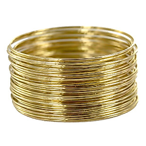 And Lovely 14K Gold Plated Plus Size Plated Bracelet Bangle - Set of 44 (Gold)