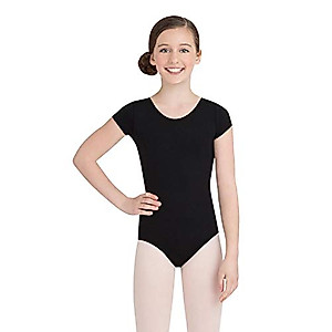 Capezio girls Team Basic Short Sleeve athletic leotards, Black, 12 14 US