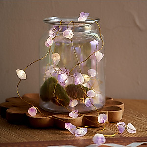 Nature Amethyst Crystal String Lights for Bedroom 10FT 40LEDs USB/Battery Operated Grape Crystal Light Pure Purple Fairy Lights Plug in for Natural Life Cute String Lights for Office