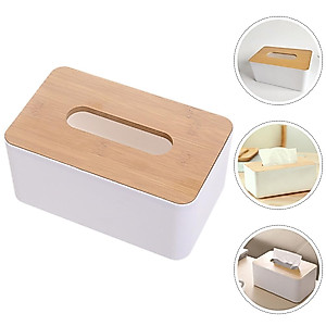 Alipis Bamboo Tissue Box Cover Holder Facial Tissue Dispenser Box Rectangle Paper Tissue Napkin Holder for Bathroom Kitchen Home Countertop