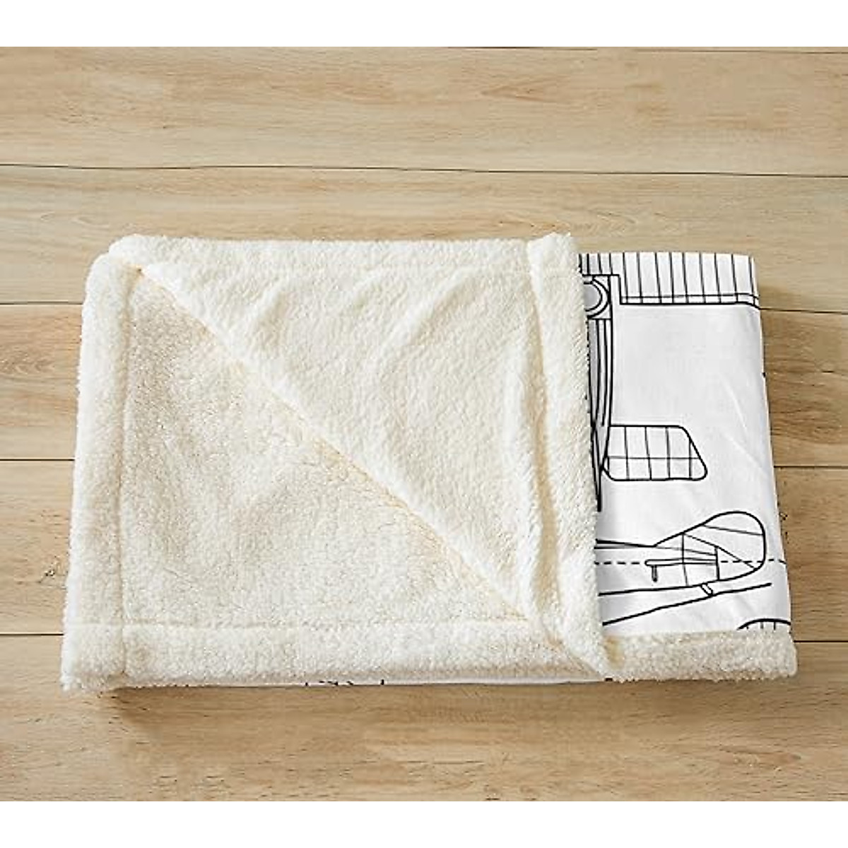 Airplane Kids Throw Blanket,Hand-Painted Sketch American Aircraft Bed Blanket for Girls Boys Adults,Air Vehicles Cartoon Fleece Blanket,Black White Fuzzy Blanket,Baby Size (30 x 39 Inches)