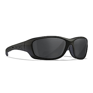 Wiley X WX Gravity Sunglasses, Safety Glasses for Men and Women, UV Eye Protection for Shooting, Fishing, Biking, and Extreme Sports, Matte Black Frames, Smoke Grey Tinted Lenses
