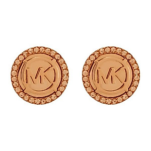 Michael Kors Rose Goldtone MK Stud Earrings with, No Color, Size No Size