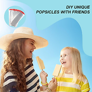 MSLOVE 400Pcs Popsicle Bags Sealable, Ice Cream Bags For Ice Pop, Self-adhesive Plastic Wrappers, 8.27in x 3.15in