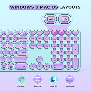 Cute Purple Wireless Keyboard & Mouse for Mac & Windows