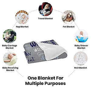 Eyesoul Personalized Baby Boys/Girls Blanket,Sublimation Name Blanket,Monogrammed Kids Blanket,Super Soft Blanket Gifts for Christmas/Birthday.Grey-50x60