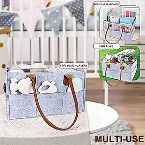 Baby Diaper Caddy Organizer Yubella Extra Large Nursery Storage Bin,Car Organizer for Diapers and Baby Wipes,Grey,Sturdy with Stiff Sides,Holds Enough Diapers,As Bed Organizer,Secondary Diaper Station