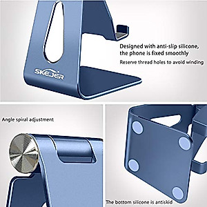 SKEJER Adjustable Cell Phone Stand, Phone Holder,Tablet Stand Dock,Aluminum Desktop Compatible with iPhone 12 iPad,Samsung Galaxy,Google All Smart Phone/Tablets Under 10 in-Pacific Blue