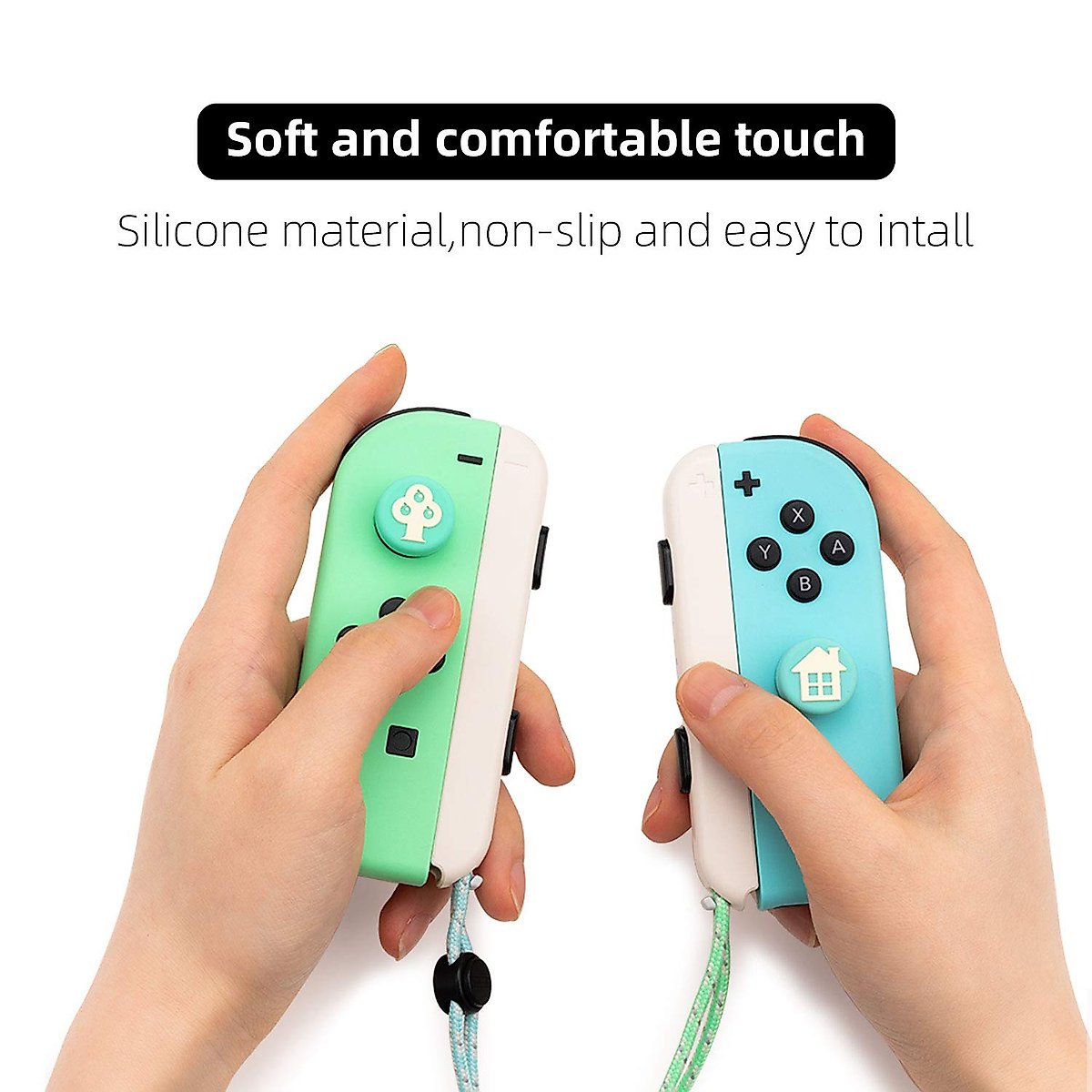 GeekShare 4PCS Silicone Tree and House Joycon Thumb Grips-Nintendo Cover Analog Thumb Stick Grips-Joystick Caps Compatible with Switch /OLED/ Switch Lite