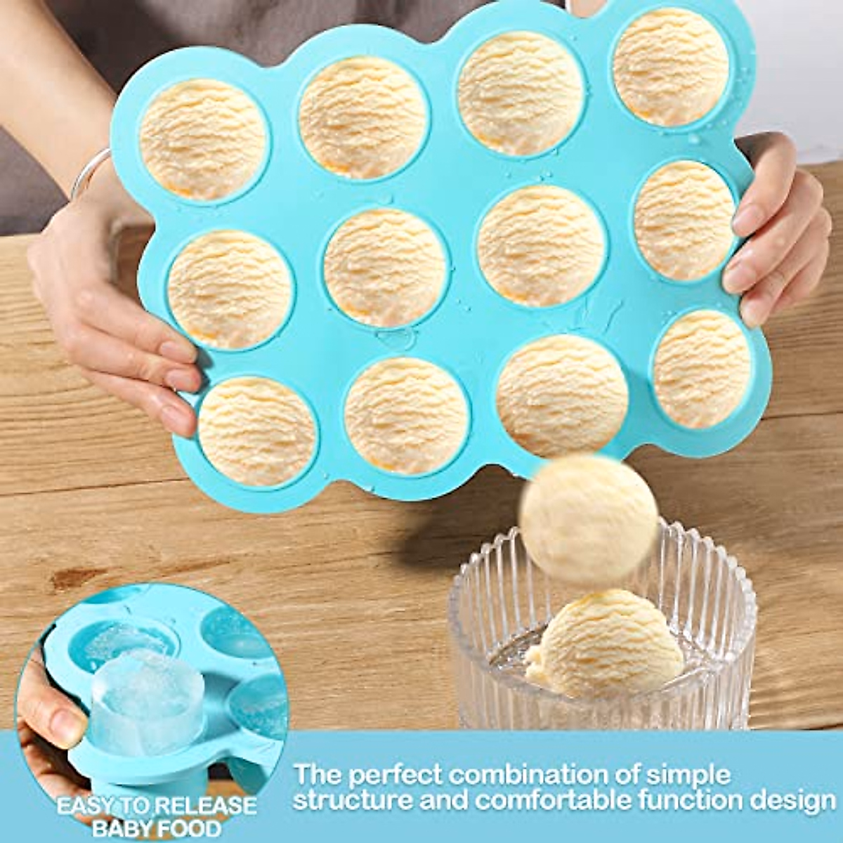 6 Pack Baby Food Storage Container 12 Cup Silicone Baby Food Freezer Tray with Lid Reusable Stackable Silicone Baby Food Freezer Tray for Baby Food Vegetable Fruit Puree and Breast Milk