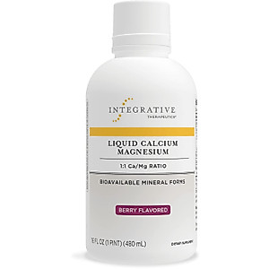 Integrative Therapeutics Liquid Calcium Magnesium - 1:1 Calcium to Magnesium Ratio - Mineral Supplement with Vitamin D3 - Bone Health Supplement for Men and Women* - 16 fl oz, Berry Flavored