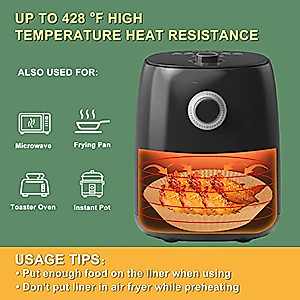 Air Fryer Paper Liner, Unbleached Oven Insert Parchment Paper, Disposable Non-stick Baking Paper for Frying, Baking, Roasting & Grilling (100Pcs-6.3")