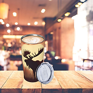 Dujiea 20oz Tumbler With Lid And Straw, Wild Moose Nature Landscape Vacuum Insulated Iced Coffee Mug Reusable Travel Cup Stainless Steel Water Bottle