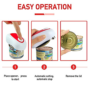 Electric Can Opener, Open Any Can Shape with One Press, Smooth Edge, Food-Safe and Battery Operated Can Opener Electric for Kitchen