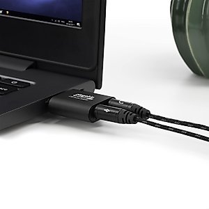 Plugable USB Audio Adapter with 3.5mm Speaker-Headphone and Microphone Jack, Add an External Stereo Sound Card to Any PC, Compatible with Windows, Mac, and Linux - Driverless