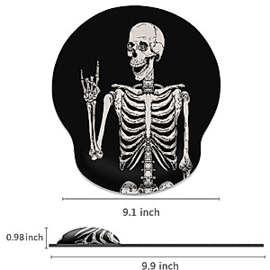 Britimes Ergonomic Mouse Pad with Wrist Support Black Human Skeleton Non-Slip Rubber Base Mousepad for Home Office Gaming Working Computers Laptop Easy Typing & Pain Relief
