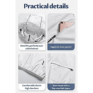 CREATMO US Men's Windproof Uv Protection Cycling Jacket Long Sleeve Wind Coat Hiking Fishing Bike Windbreaker Packable Rain Jacket Grey M