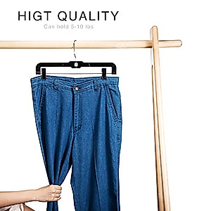 HOUSE DAY 25 Pack Pants Hangers with Clips, 14 inch Skirt Hangers 360-Rotating Swivel Hook, Clip Hangers for Pants,Hangers with Clips, Black Plastic Pants Hangers