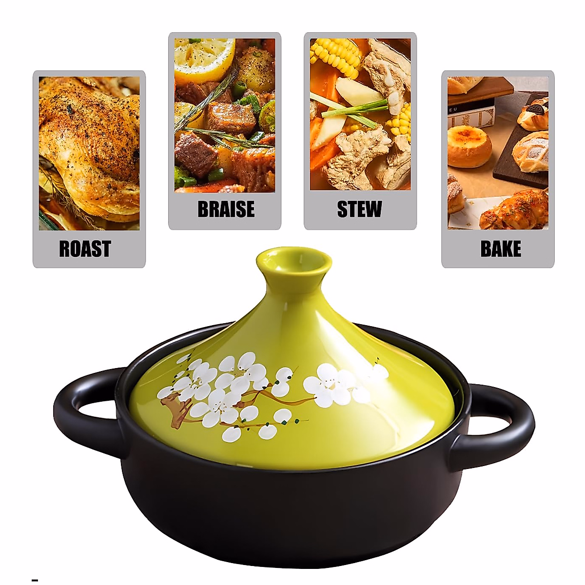 Xgxoz Tagine Pot for Cooking, High-Quality Cookware with Ceramic Cone-Shaped Lid, Ceramic Cooking Tagine for Home Kitchen