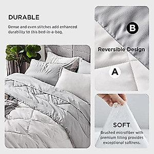 Bedsure White California King Comforter Set - 7 Pieces Reversible Bed Set Bed in a Bag California King with Comforters, Sheets, Pillowcases & Shams, California King Bedding Sets