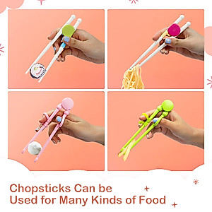MOTZU 2 Pairs Training Children Beginners Chopsticks - Fun and Easy to Use Cheater Chopsticks, Learning Chopstick Helper, Plastic Chopsticks for Beginners, Kids & Adults - Reusable & Dishwasher Safe