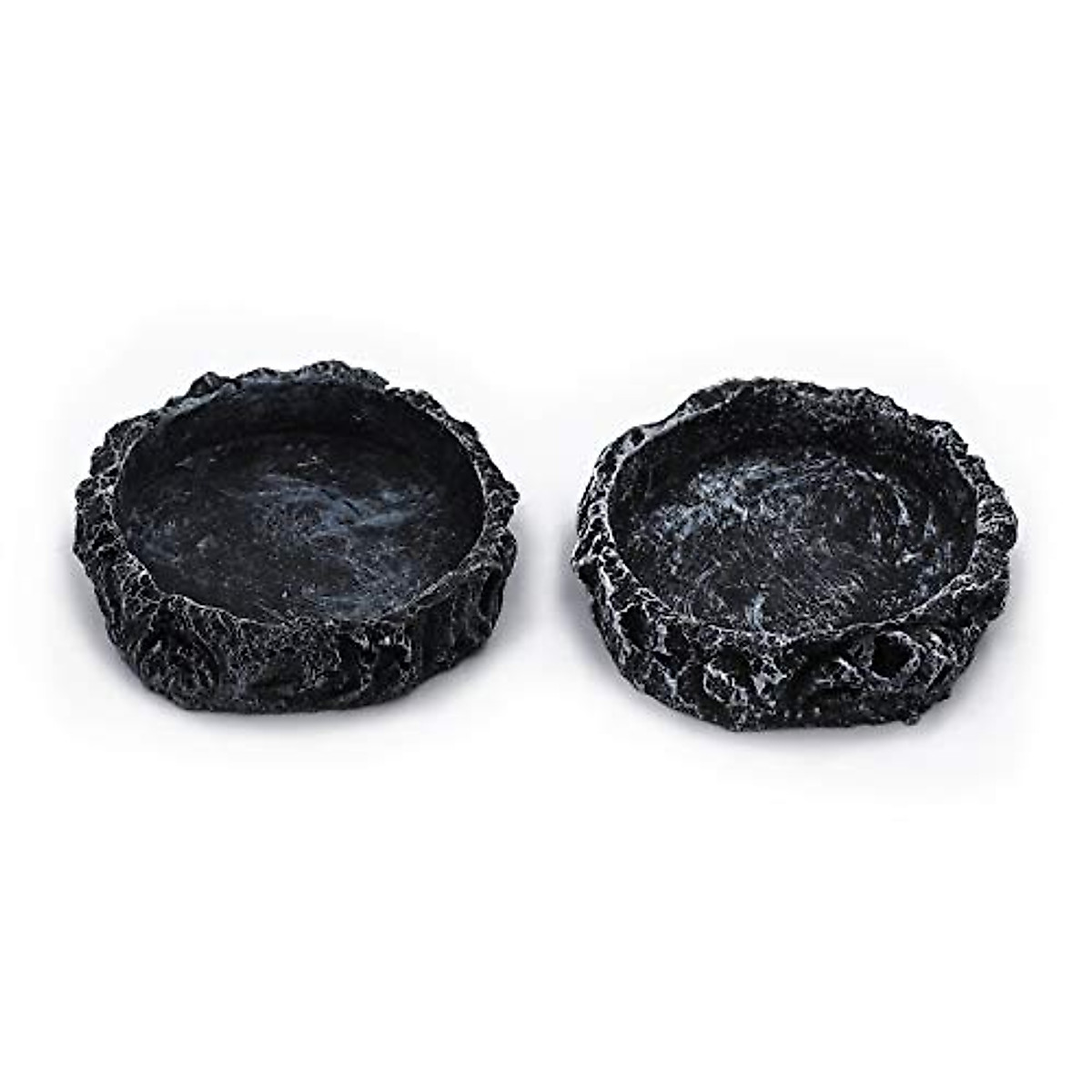 MINYULUA 2 Pack Reptile Water Dish Rock Worm Feeder Bowl Pet Feeding Tray for Tortoise, Gecko, Turtle, Snake, Lizard, Spider, Chameleon
