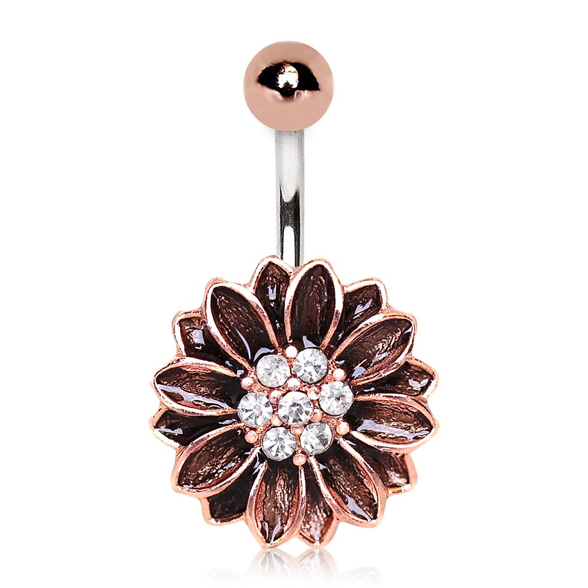 Amelia Fashion Round Antique Sunflower Rose Gold Navel, No Color, Size No Size