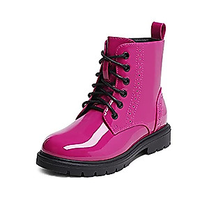 DREAM PAIRS Boys Girls Boots Side Zipper Kids Combat Ankle Booties,Size 10 Toddler,Rose/RED,KBO211