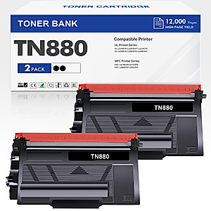 Toner Bank Compatible TN880 TN-880: Toner Cartridge Replacement for Brother TN880 TN 880 HL-L6200DW MFC-L6700DW MFC-L6800DW HL-L6200DWT HL-L6300DW MFC-L6900DW Super High Yield Printer (Black, 2-Pack)