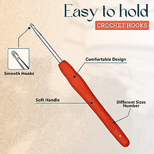 Wateza [40 Pcs] Crochet Hooks Set, 14 Size 2mm(B)- 10mm(N) | Ergonomic Soft Grip Handles Crochet Kit for Beginners, Adults and Arthritic Hands, Complete Crochet Hook Set with Zipper Case