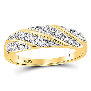 Sizes - L = 8, M = 13 - 14k Yellow and White 2 Two Tone Gold Mens and Ladies Couple His & Hers Trio 3 Three Ring Bridal Matching Engagement Wedding Ring Band Set - Round Diamonds - Princess Shape Center Setting (1/4 cttw) - Please use drop down menu to se