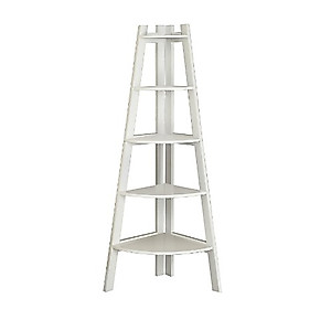 Furniture of America Andrea 5-Tier Corner Bookshelf, White