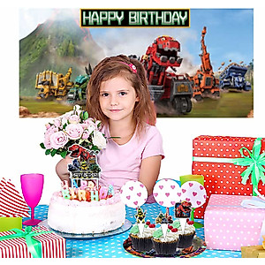 Dinosaur Truck Dinotrux Party Supplies Plates Decorations Birthday Cake Topper Banner Decor Backdrop Balloons