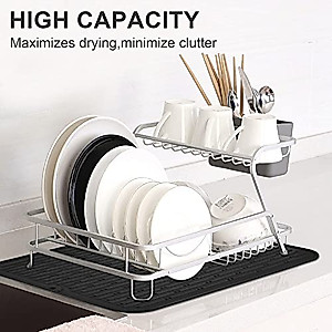 Dish Drying Mat for Kitchen, Slip Resistant Silicone Quick Dry Pad ,Heat Resistant Waterproof Dishwashing Rack,Kitchen Accessories (16" x 12")