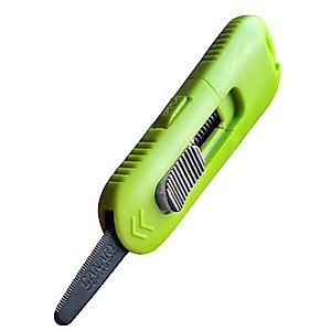 CANARY Box Cutter Auto Retractable Blade, Safety Box Opener Tool [Non-Stick Fluorine Coating Blade], Made in JAPAN, Green (DC-20F-1)