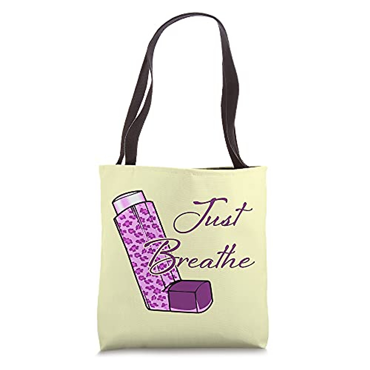 Purple and Pink Inhaler - Just Breathe - Asthma Tote Bag