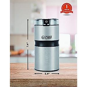 Electric Coffee Grinder Spice Grinder - Stainless Steel Blades Grinder for Coffee Bean Seed Nut Spice Herb Pepper, Brushed Stainless Steel Texture and Transparent Lid
