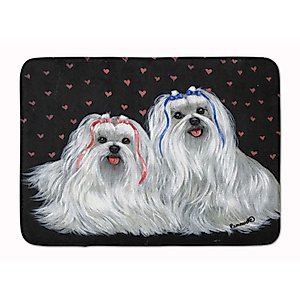 Caroline's Treasures Maltese Sweethearts Machine Washable Memory Foam Mat doormats, Multicolor