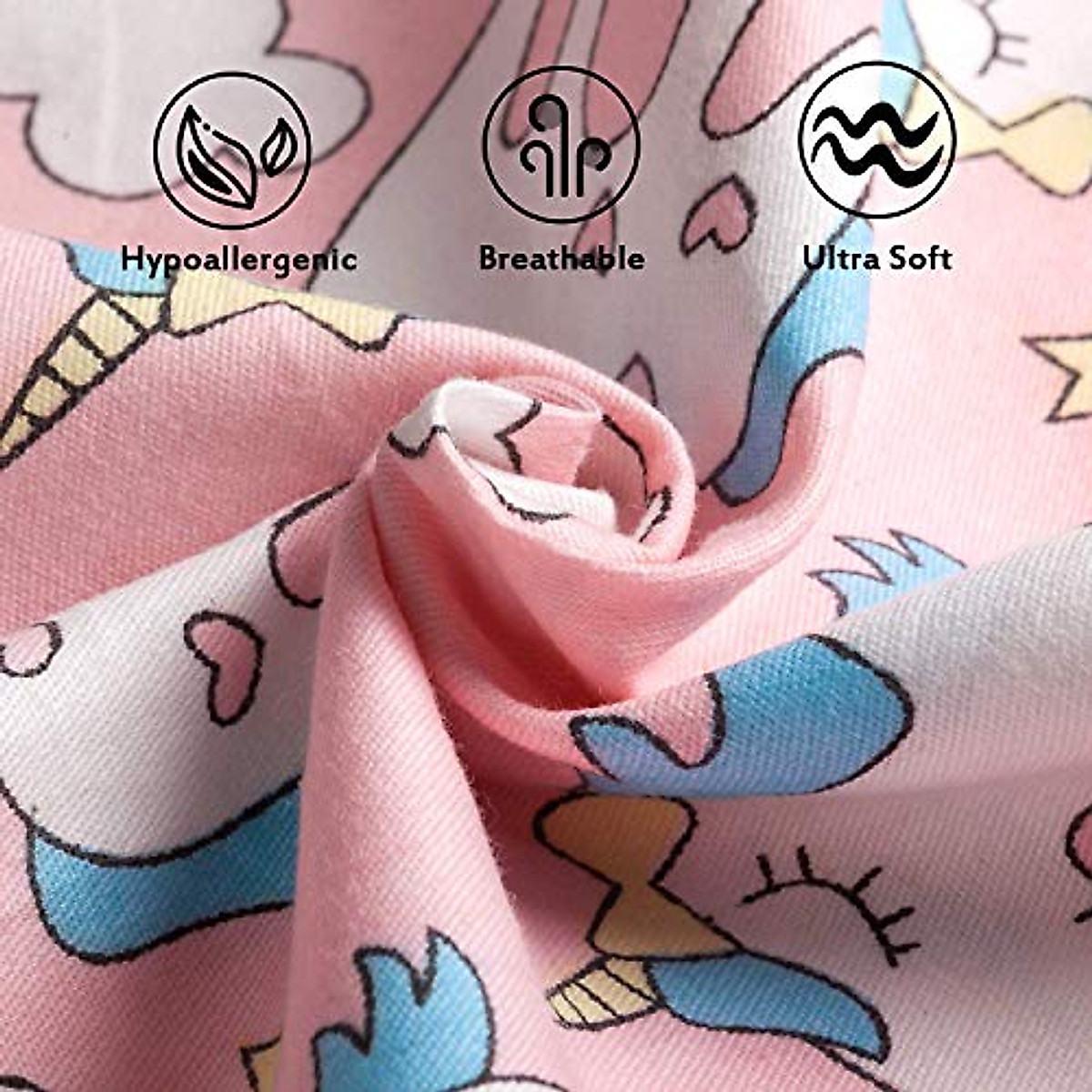 ZPECC Toddler Pillow with Pillowcase - 13 x 18 Organic Pillows for Sleeping, Soft Breathable Small Kids Pillow for Crib, Toddler Bed, Travel, Pink Unicorn (Intended for Age 2 and up)